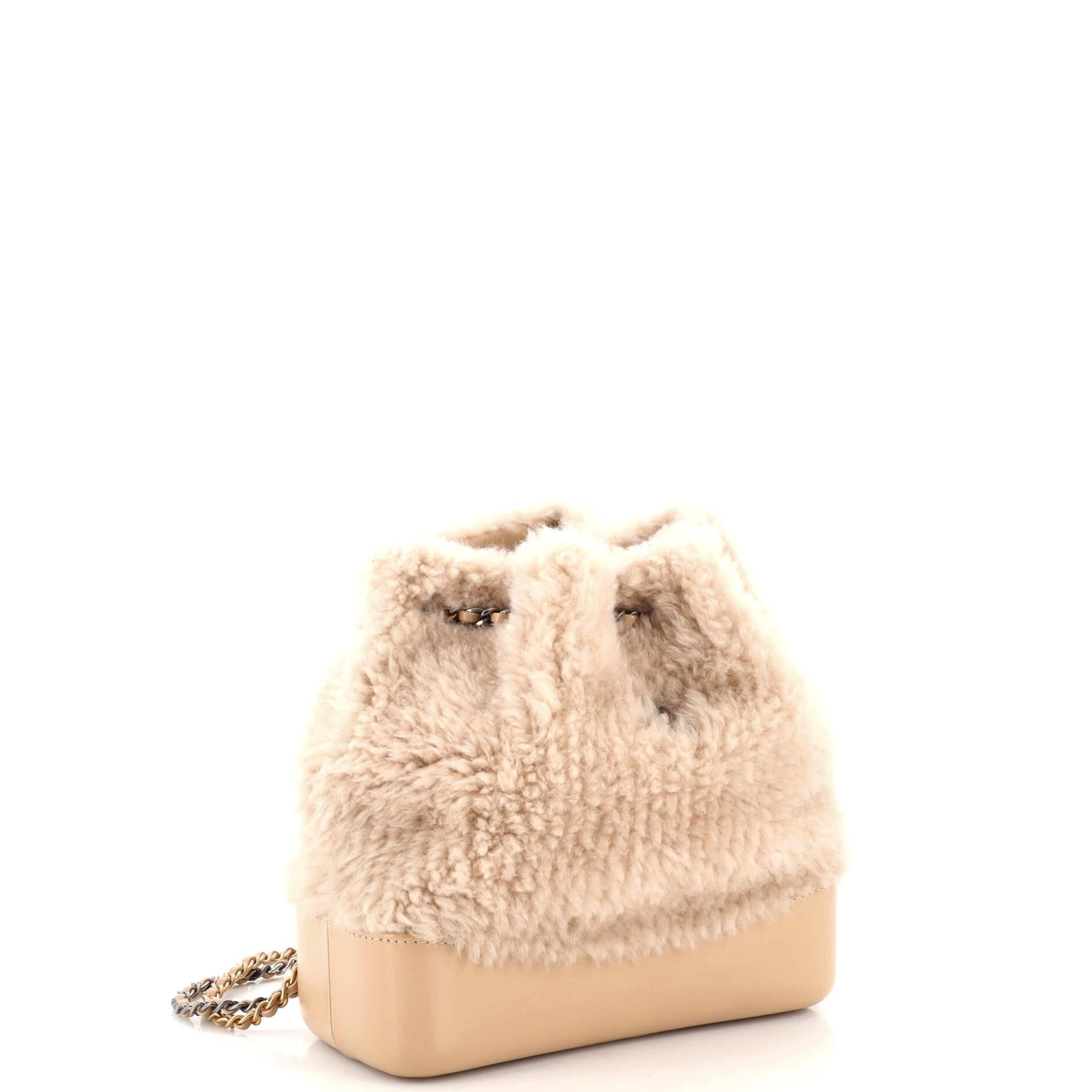 Chanel Gabrielle Backpack Shearling and Leather Small For Sale at 1stDibs