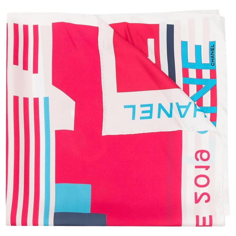 Chanel Geometric Pink Silk Scarf at 1stDibs