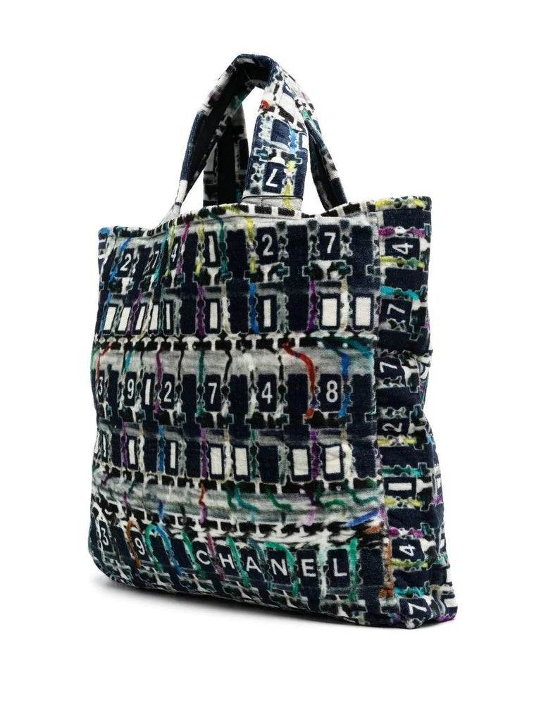 Chanel Geometric Print Large Beach Tote For Sale at 1stDibs