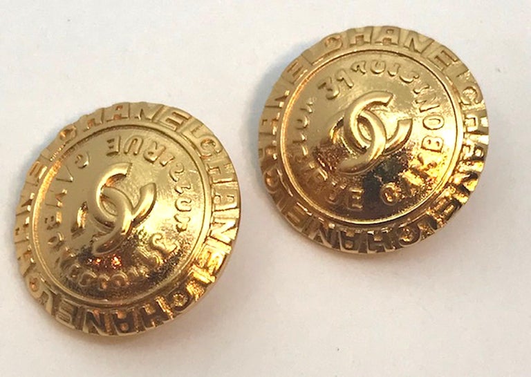 Chanel Gold Buttons Earrings, 2019 For Sale at 1stDibs | chanel ...
