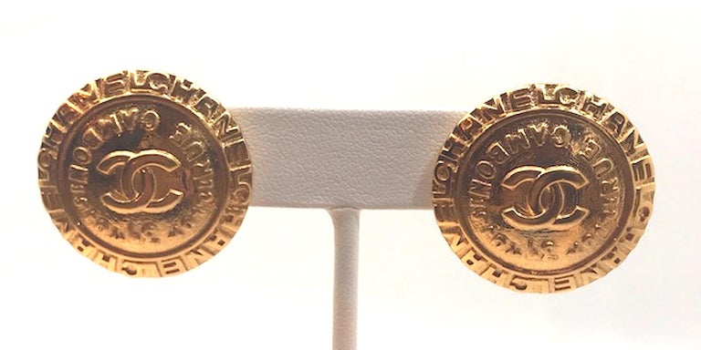 Chanel Gold Buttons Earrings, 2019 For Sale at 1stDibs | chanel ...