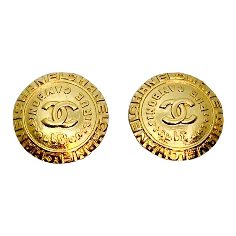 Chanel Gold Buttons Earrings, 2019 For Sale at 1stDibs | chanel ...