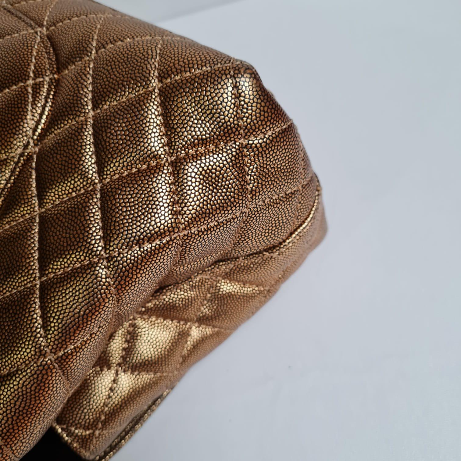 Chanel Gold Caviar Leather Small Coco Handle Bag For Sale at 1stDibs