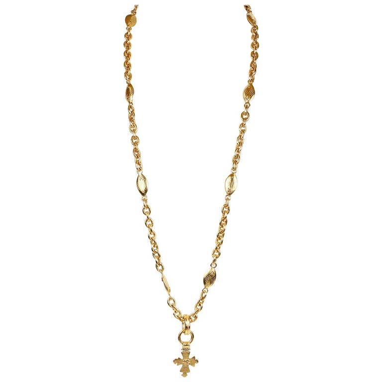 Chanel Gold CC Cross Necklace at 1stDibs | white gold cross necklace ...