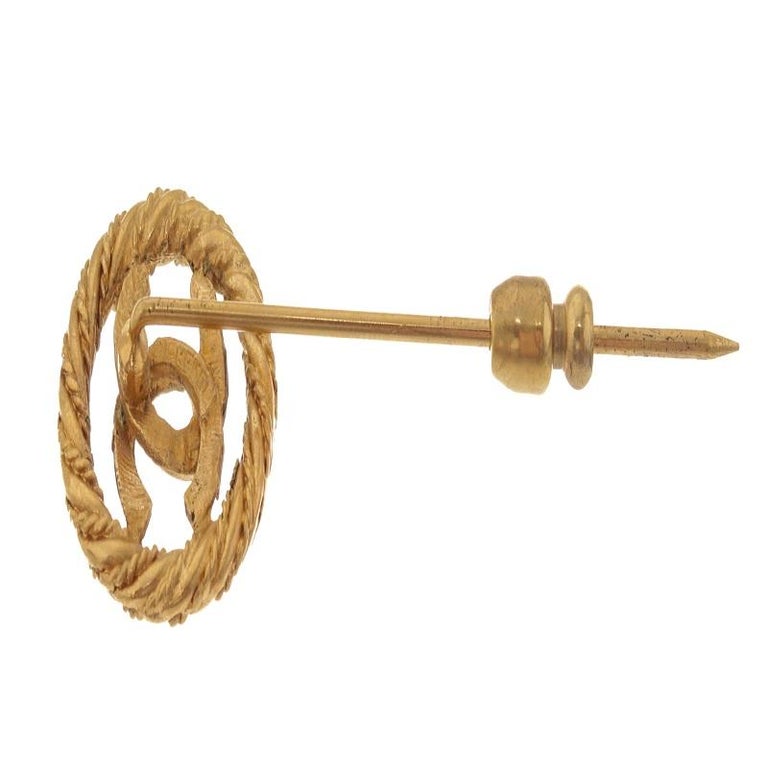Chanel Gold CC Pin Brooch at 1stDibs