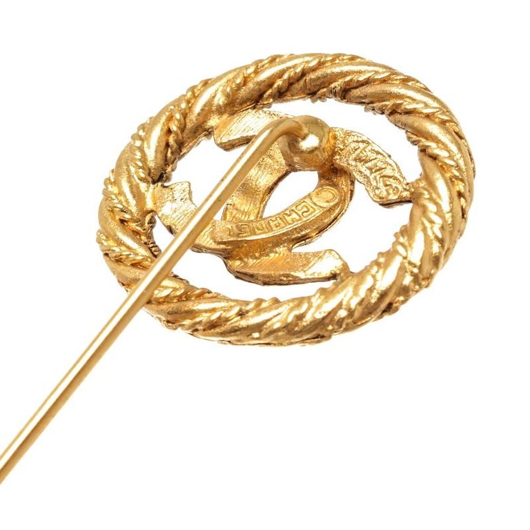 Chanel Gold CC Pin Brooch at 1stDibs