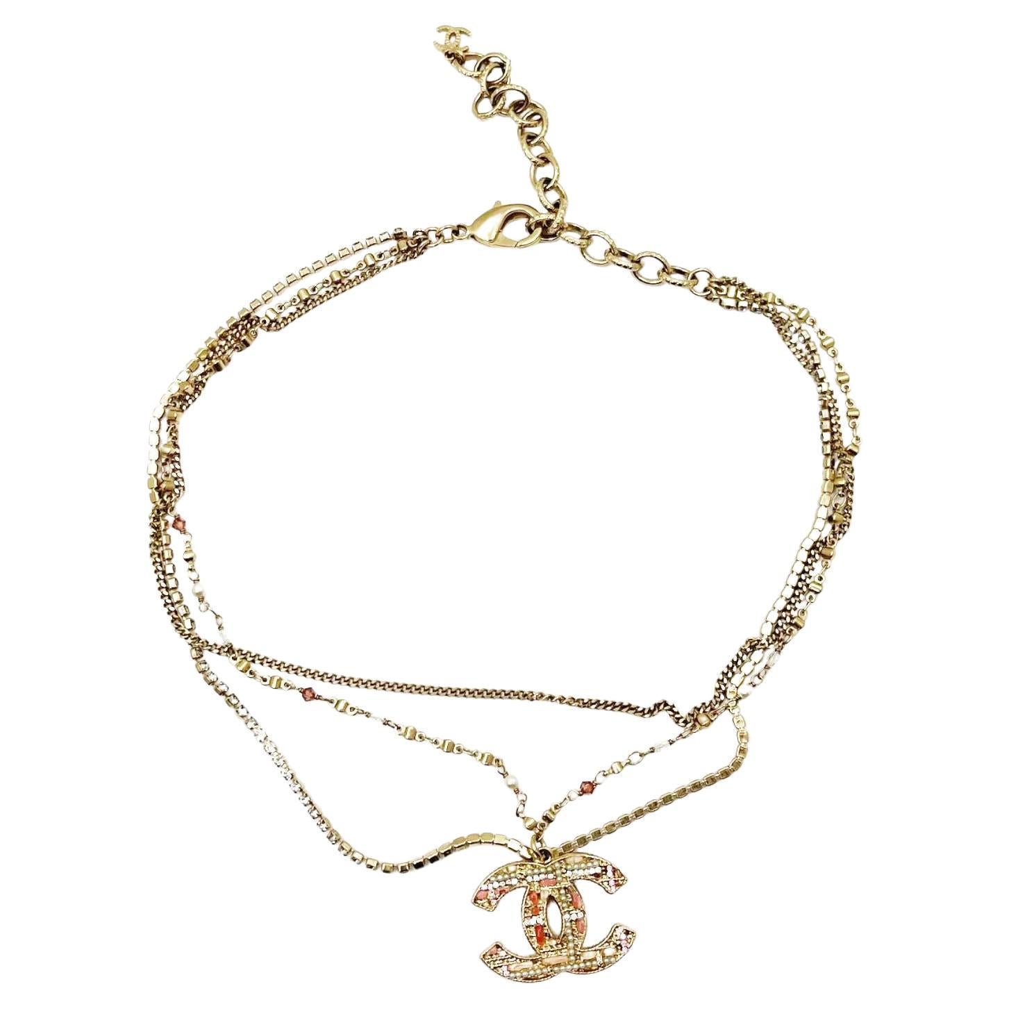 Chanel Iconic Motif Charm and Leather Long Necklace at 1stDibs