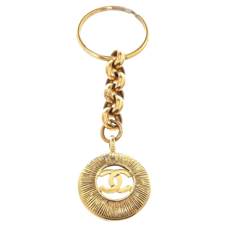 Chanel Gold CC Round Key Chain with gold-tone hardware. 51679MSC For ...