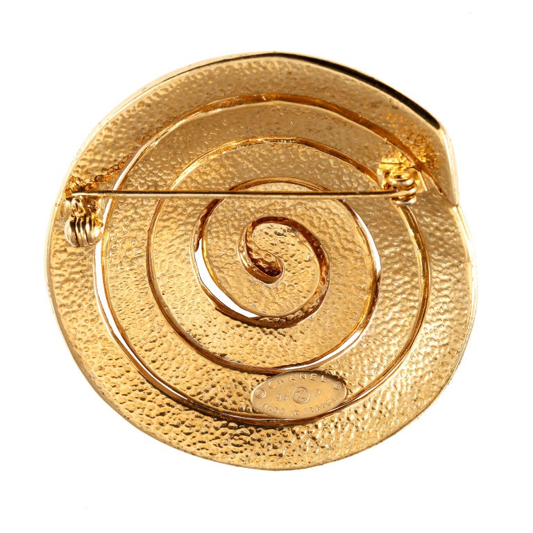 Chanel Gold CC Spiral Pin For Sale at 1stDibs