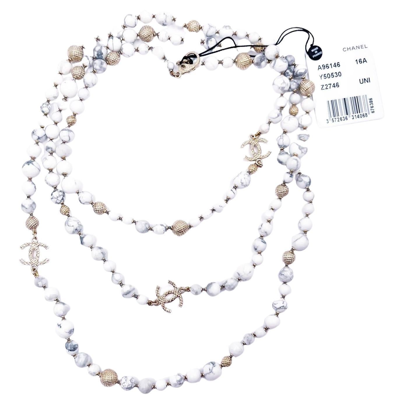 Chanel Grey Silver and Long Pearl Cc Necklace at 1stDibs | extra long ...