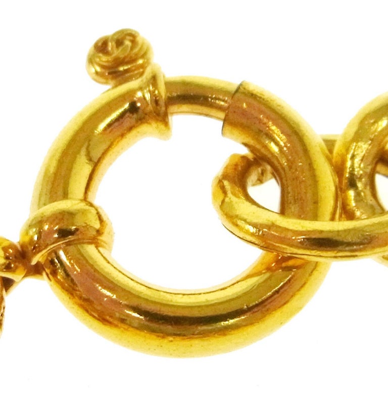 Chanel Gold Chain Link CC Dangle Charm Evening Cuff Bracelet at 1stDibs