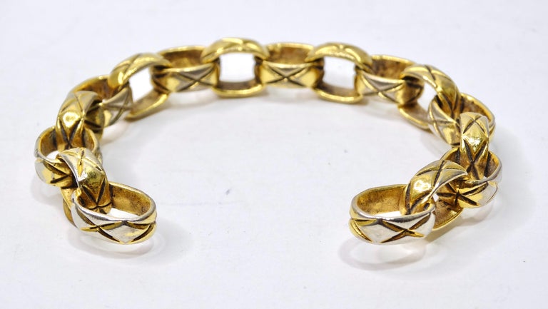 Chanel Gold Chain-Link Cuff Bracelet For Sale at 1stDibs