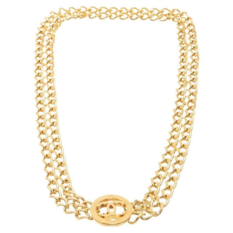 Chanel Gold Double Oval Link Chain Necklace/Belt For Sale at 1stDibs