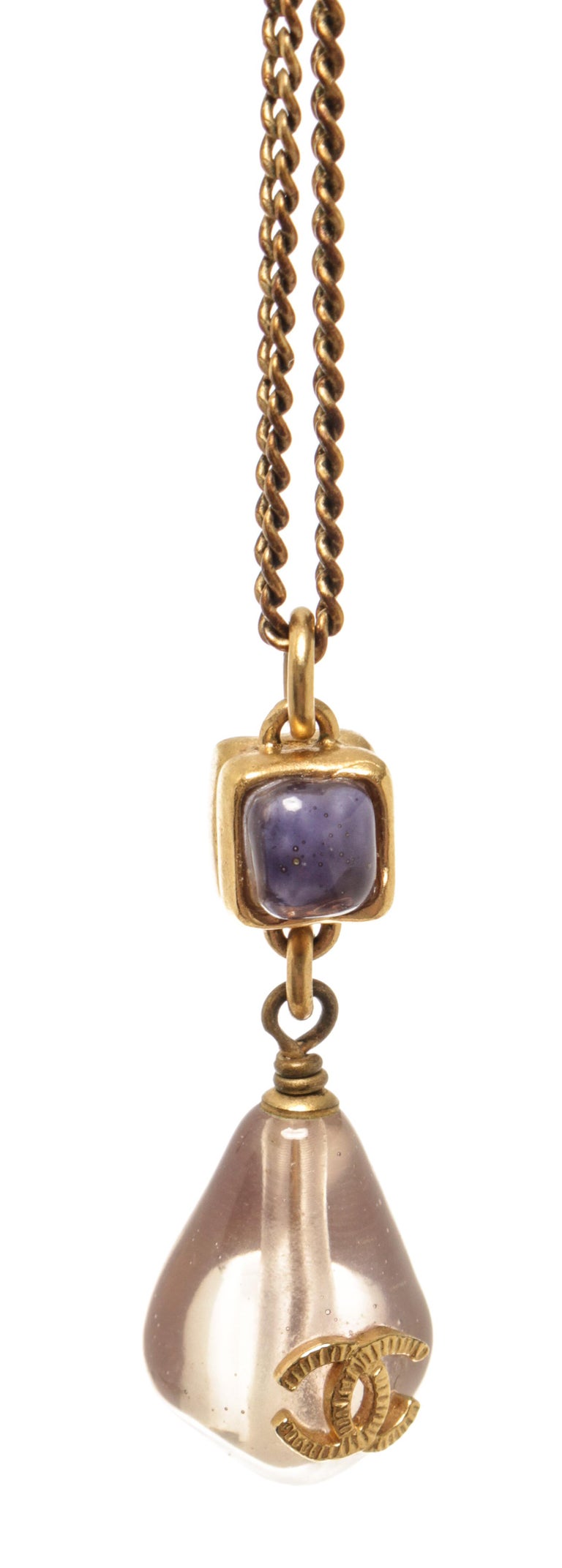 Chanel Gold Gem Long Necklace For Sale at 1stDibs