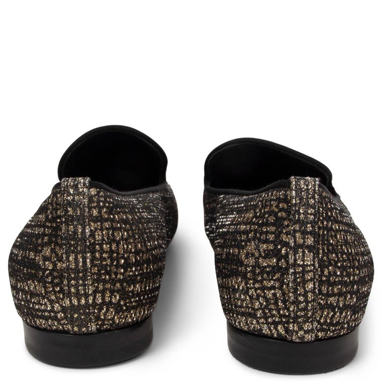 CHANEL gold and grey TWEED 2017 CC MOCCASIN Loafers Shoes 38.5 at 1stDibs