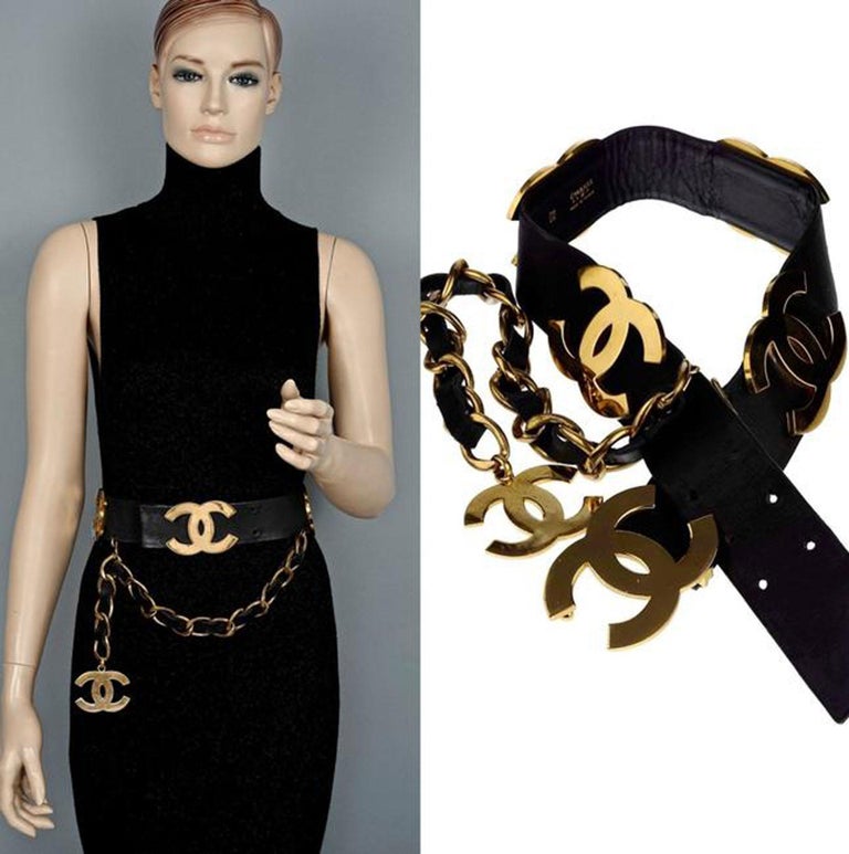 Chanel Gold Iconic Logo Cc Runway Vintage 1993 Very Rare Belt For Sale ...