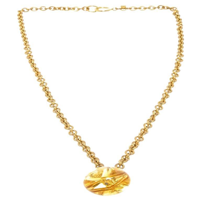 Chanel Gold Interlocking CC Necklace at 1stDibs