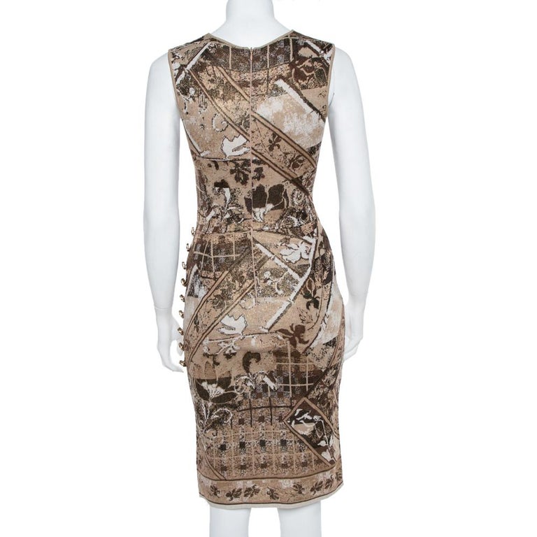 Chanel Gold Jacquard Knit Sleeveless Shift Dress S at 1stDibs