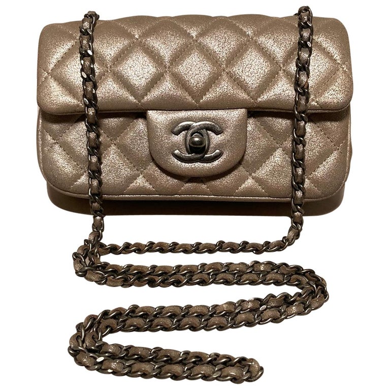 Chanel Gold Leather Extra Mini Classic Flap For Sale at 1stDibs
