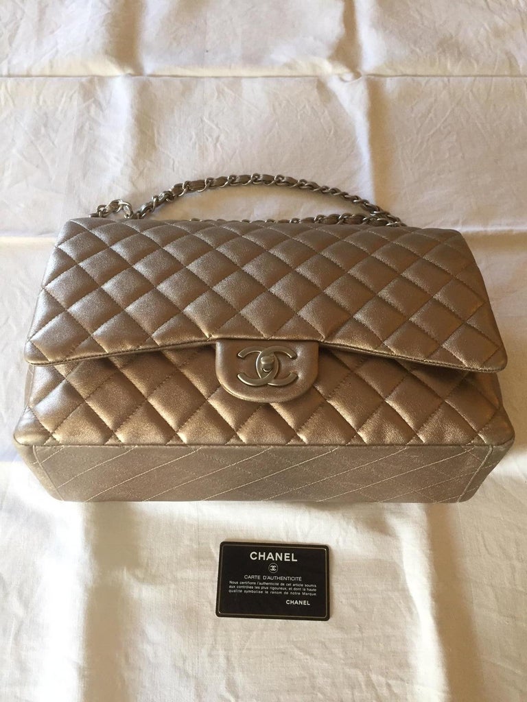 Chanel Gold Leather Maxi Handbag Timeless Collection, 2011 at 1stDibs