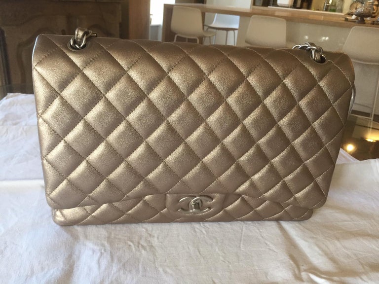 Chanel Gold Leather Maxi Handbag Timeless Collection, 2011 at 1stDibs
