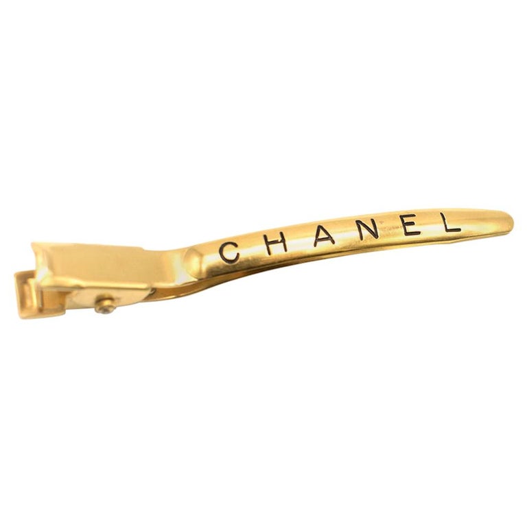 Chanel Gold Logo Hair Barrette at 1stDibs | chanel hair barrette