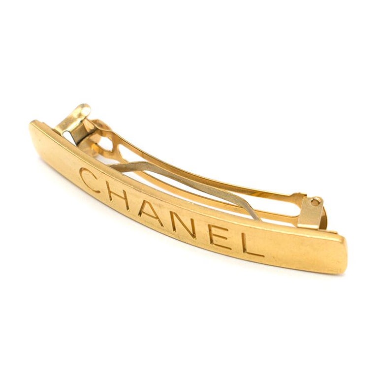 Chanel Gold Logo Hair Clip at 1stDibs