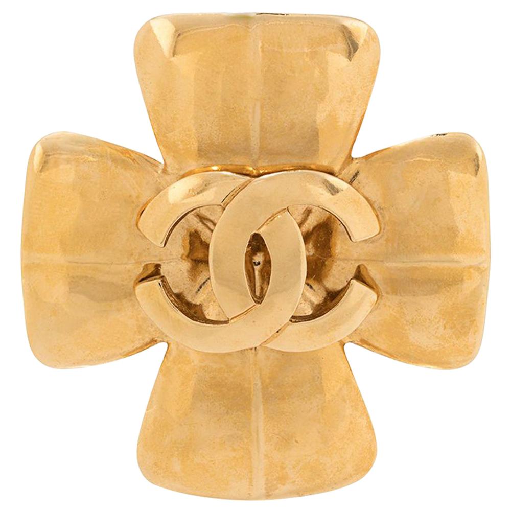 Chanel Gold Maltese Cross Brooch at 1stDibs