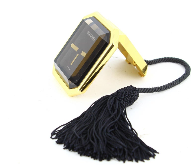 Chanel Gold Metal Clock For Sale at 1stDibs