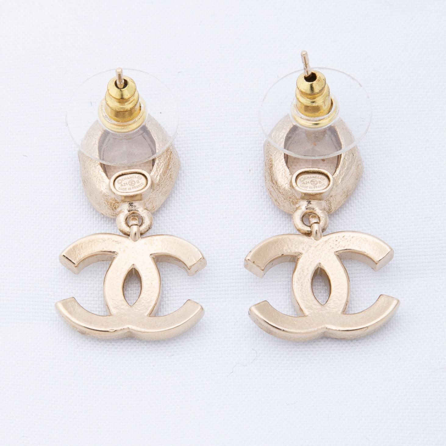 Chanel Gold Pearly White and Pink Earrings (NE820) 2021 at 1stDibs ...