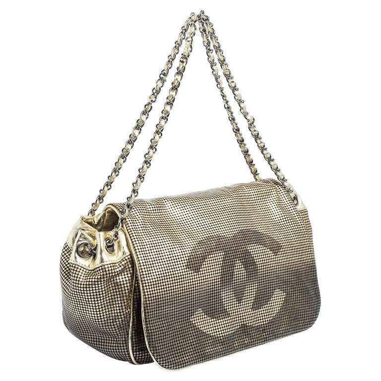 Chanel Gold Perforated Leather Hollywood Accordion Flap Bag at 1stDibs