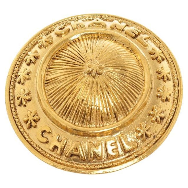 Chanel Gold Plated Brooch at 1stDibs