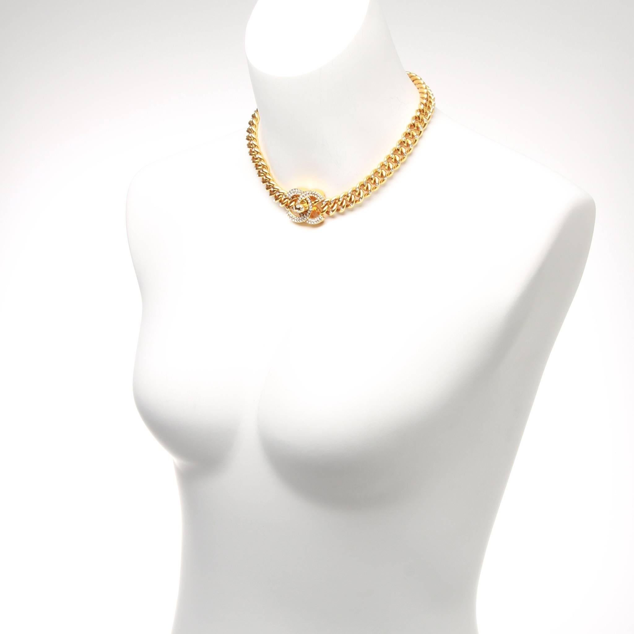 Chanel Gold-Plated Swarovski Encrusted Choker at 1stDibs | chanel gold ...