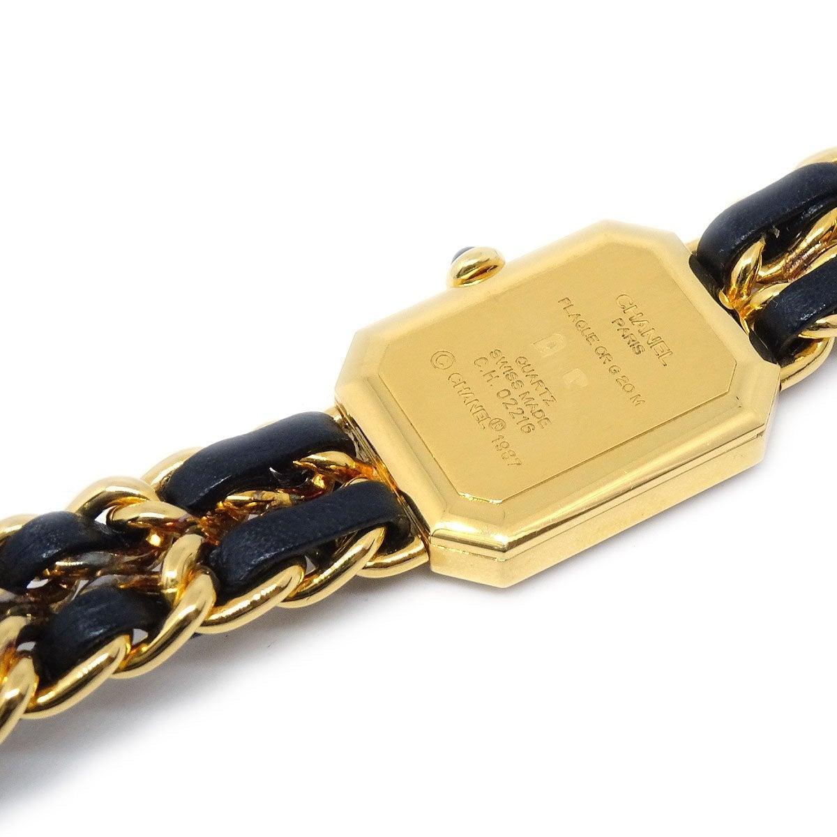 CHANEL Gold Premiere Black Lambskin Gold Chain Ladies Quartz Wrist ...