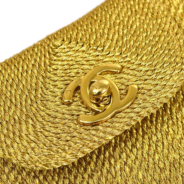 CHANEL Gold Rope Woven Gold Hardware Small Mini Top Handle Kelly Style ...