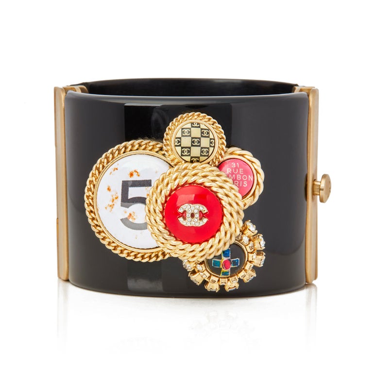 Chanel Gold Rue Cambon CC Limited Edition Cuff Bangle at 1stDibs