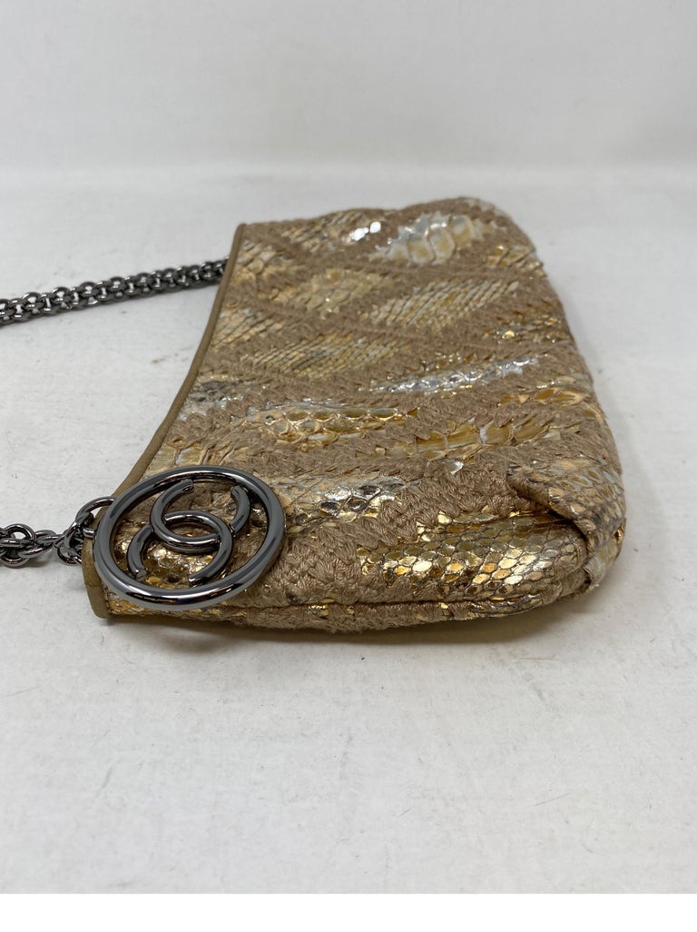 Chanel Gold Snakeskin Clutch For Sale at 1stDibs