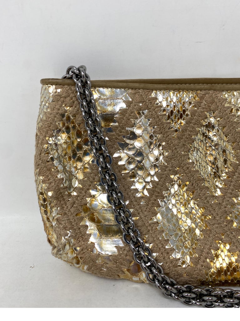 Chanel Gold Snakeskin Clutch For Sale at 1stDibs