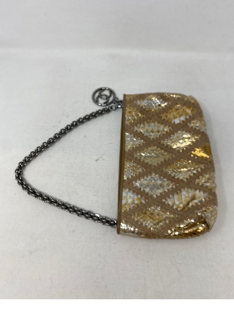 Chanel Gold Snakeskin Clutch For Sale at 1stDibs