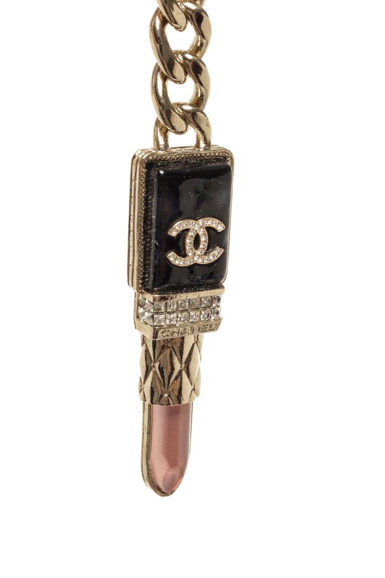 Chanel Gold-tone CC Lipstick Chain For Sale at 1stDibs