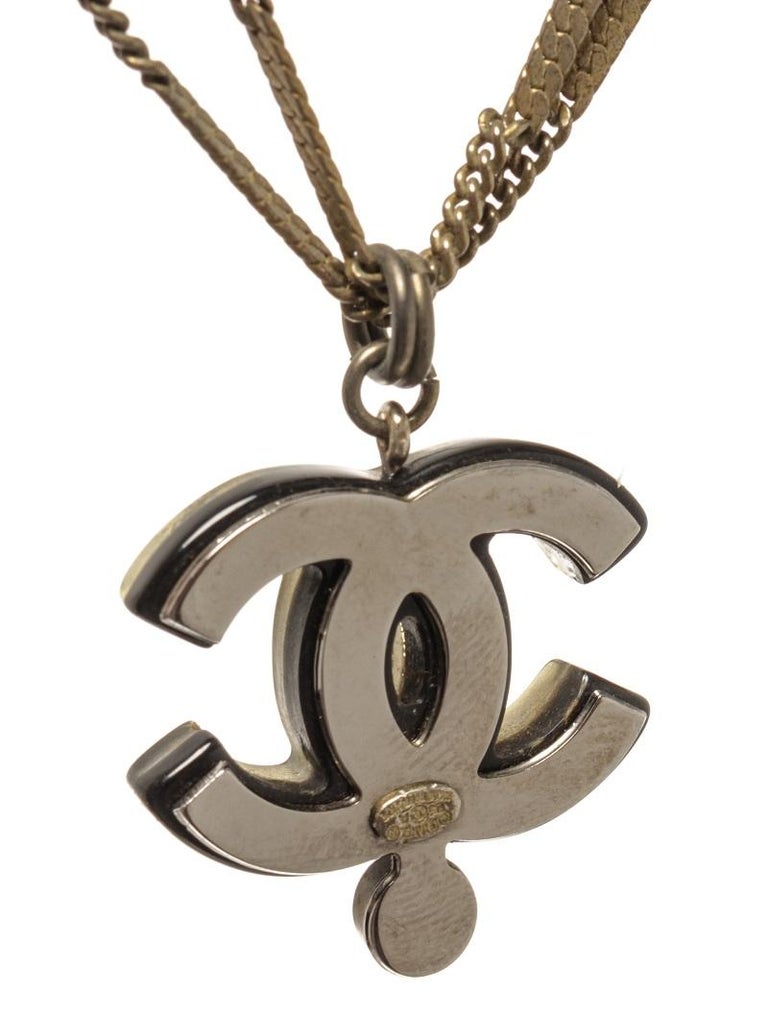 Chanel Gold-Tone CC Pearl Chain Necklace For Sale at 1stDibs