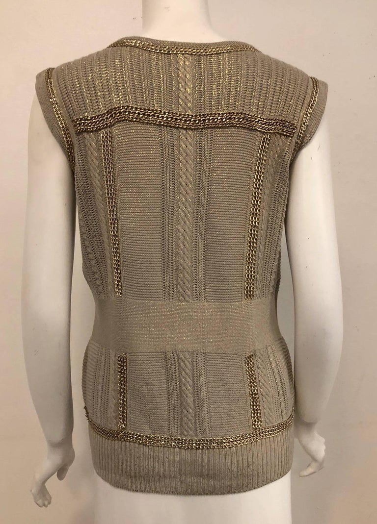 Chanel Gold Tone Knitted Cotton Blend Chain Vest or Top at 1stDibs ...
