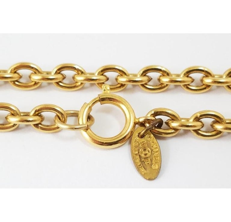 Chanel Gold-tone Metal CC Cutout Logo Pendant Chain Long Necklace at ...