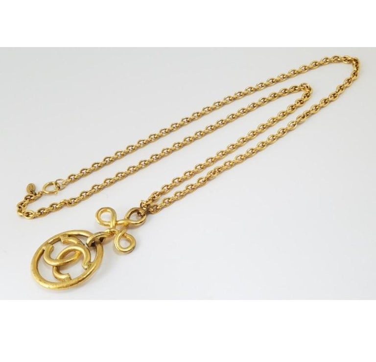 Chanel Gold-tone Metal CC Cutout Logo Pendant Chain Long Necklace at ...