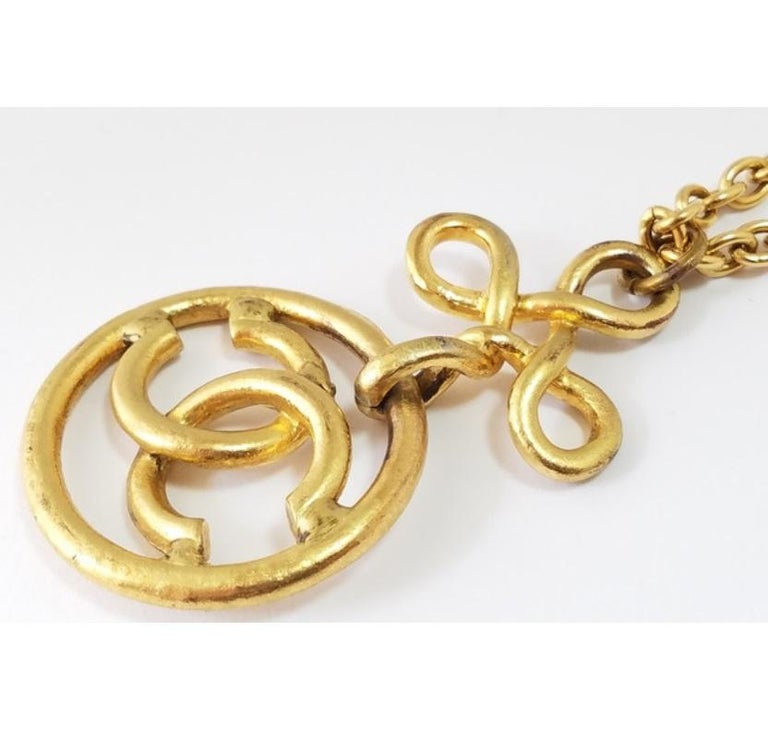 Chanel Gold-tone Metal CC Cutout Logo Pendant Chain Long Necklace at ...