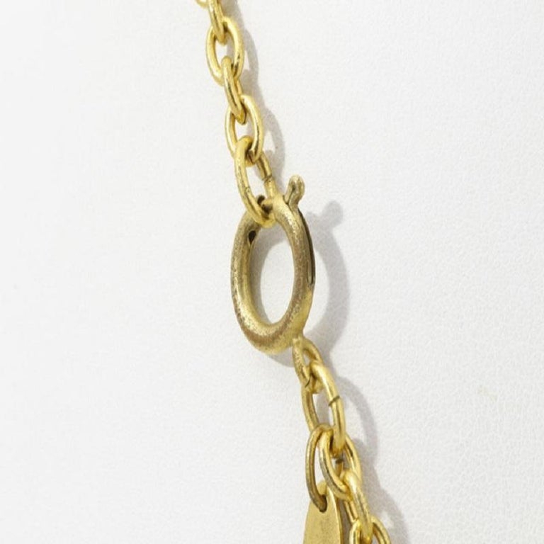 Chanel Gold-Tone Metal CC Diamond Shape Charm Logo Short Necklace For ...