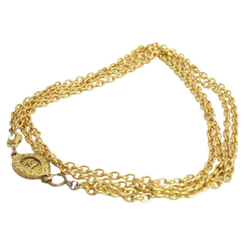 Chanel Gold-tone Metal CC Coin Charm Chain Necklace at 1stDibs