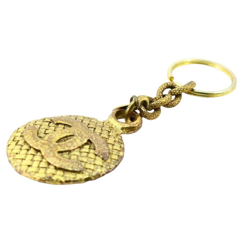Chanel Gold-tone Metal Round Coco Mark Charm Keyholder at 1stDibs