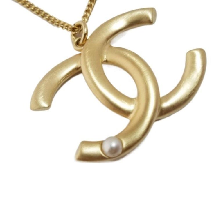 Chanel Gold-Tone and Pearl CC Logo Necklace at 1stDibs