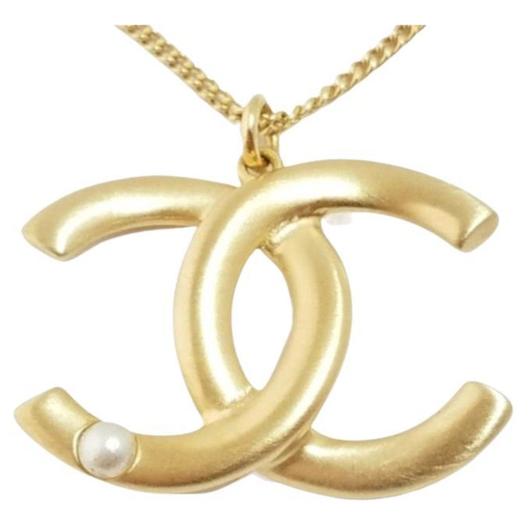 Chanel Gold-Tone and Pearl CC Logo Necklace at 1stDibs
